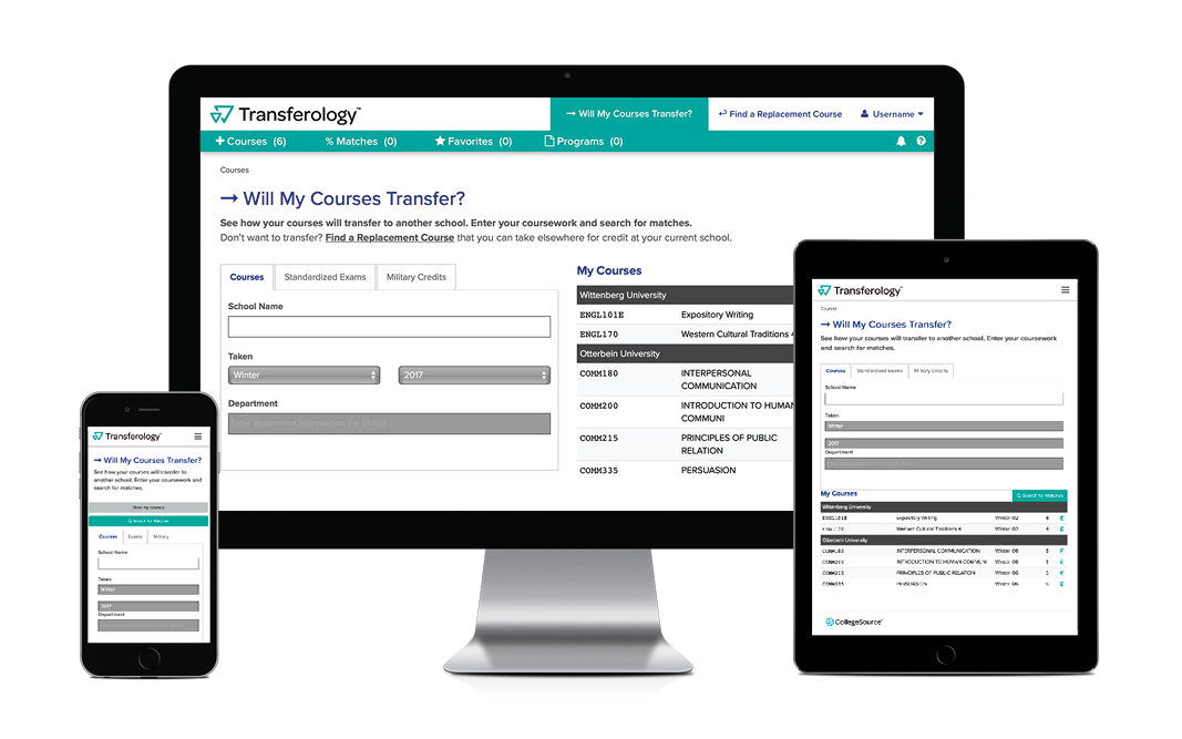 Transfer tools – CollegeSource
