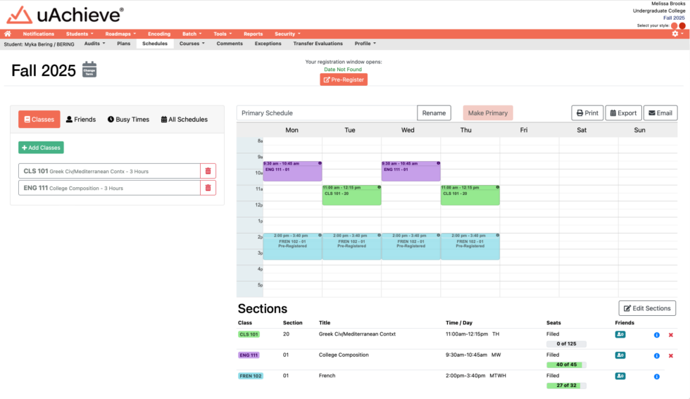 uAchieve® Schedule Builder – Dynamic scheduling platform – CollegeSource